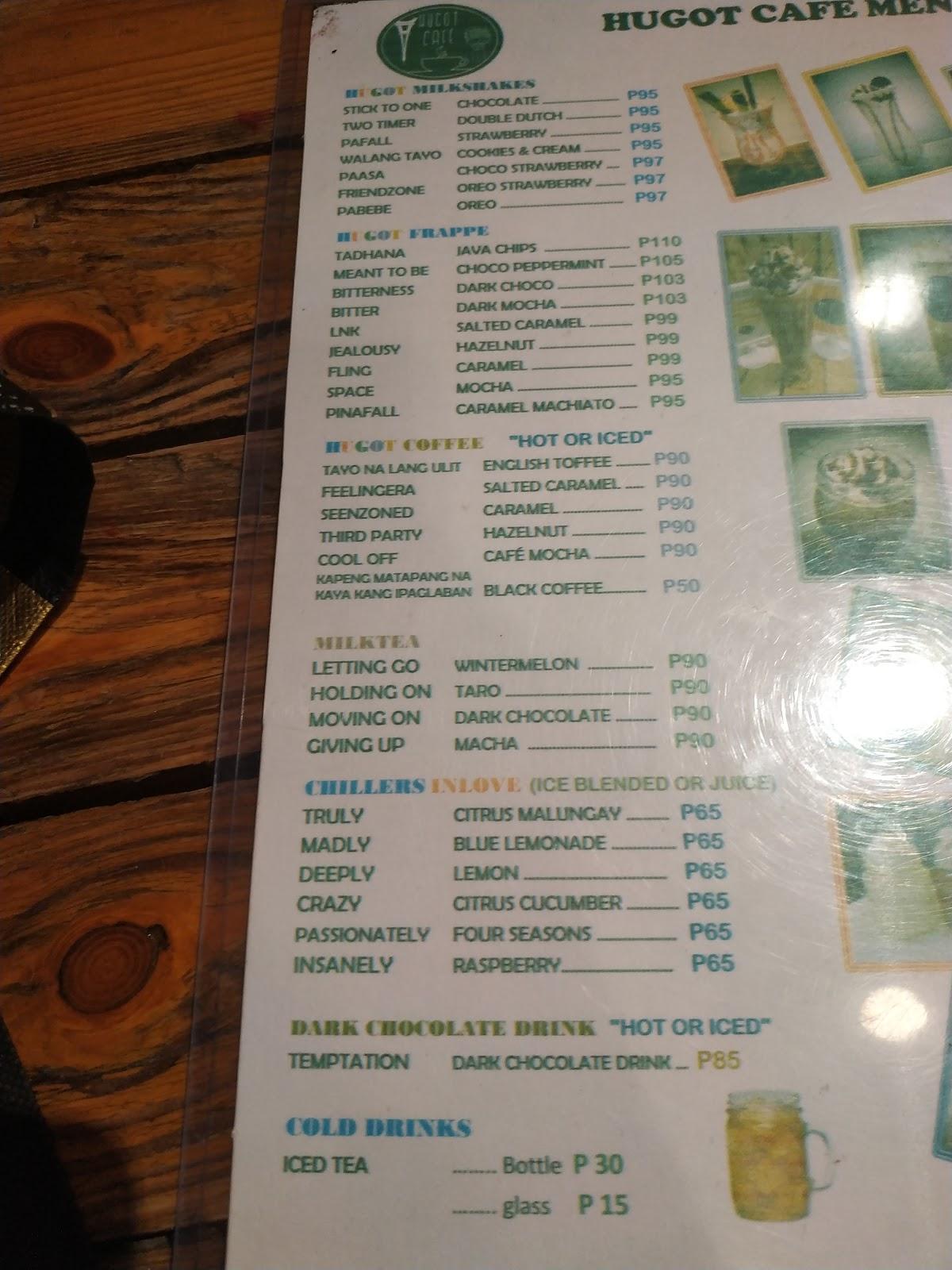 Menu at Hugot Café cafe, Malabon, 272 Gen. Luna St
