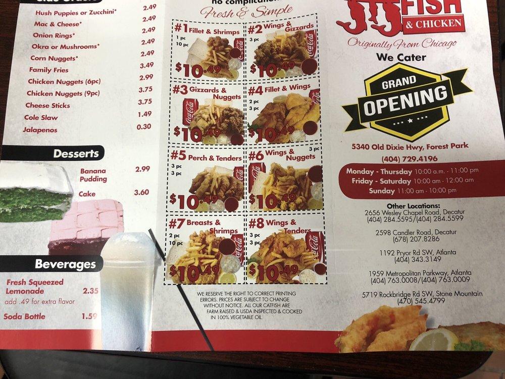 Menu at JJ Fish & Chicken restaurant, Forest Park