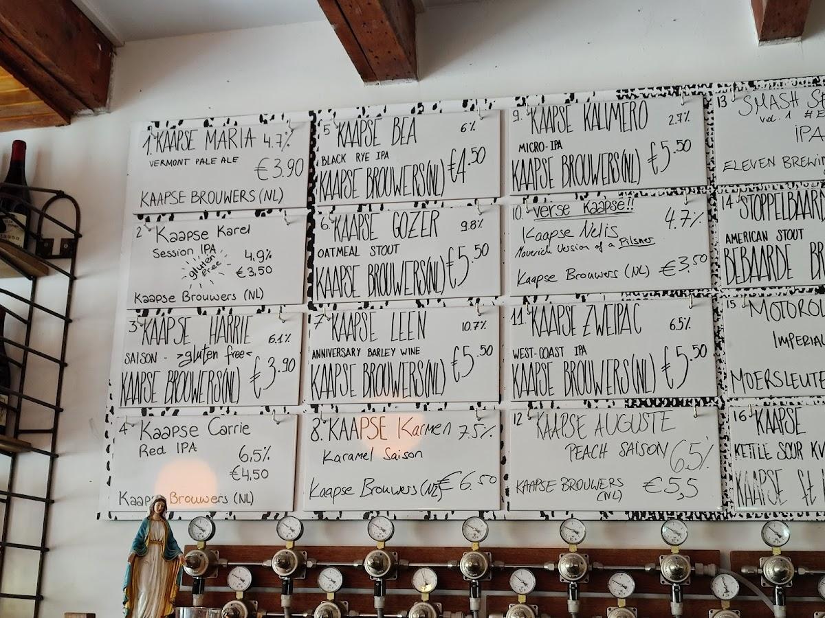 Menu at Kaapse Maria, Rotterdam