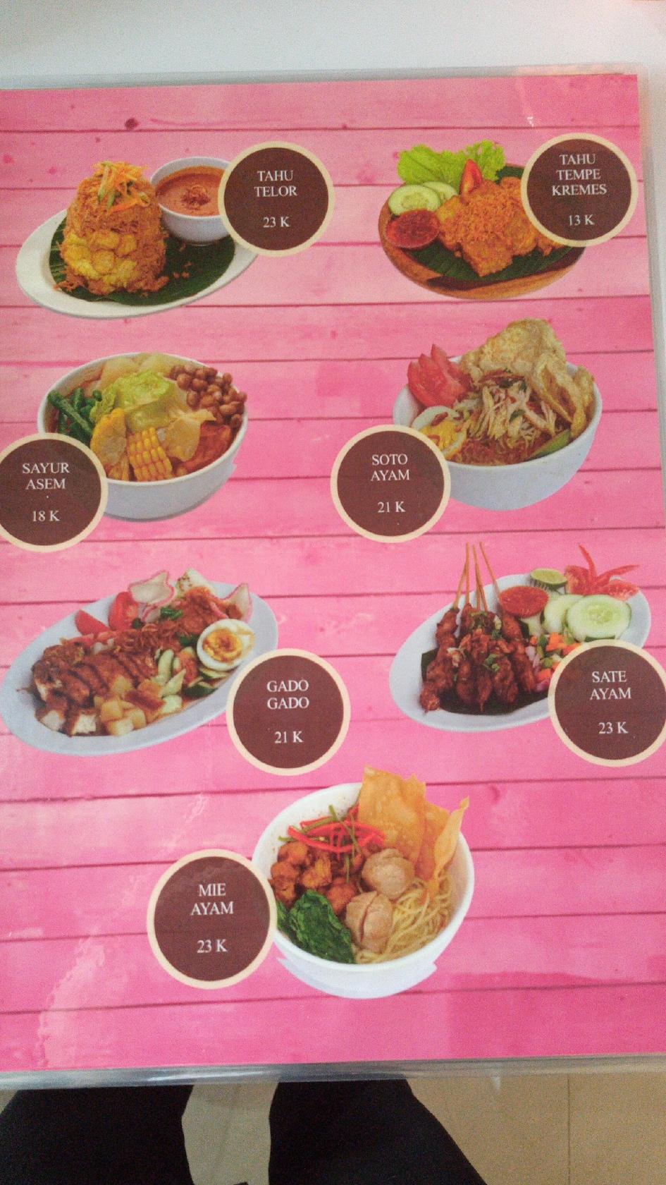 Menu at M'PENYET & S'CENDOL restaurant, Balikpapan