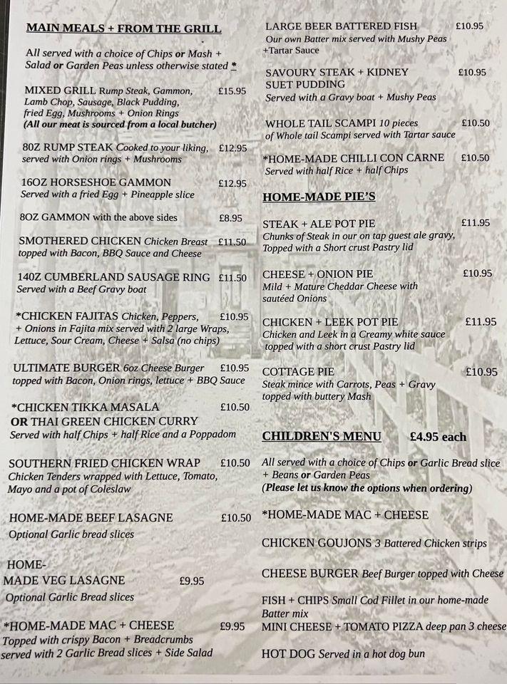 Menu at The Brown Cow pub & bar, Bury, Burrs Country Park