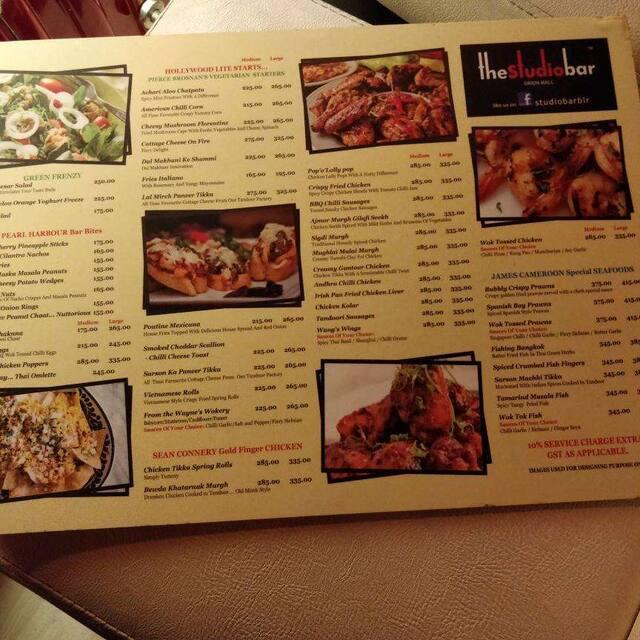Menu at The Studio Bar, Bengaluru, Orion Mall