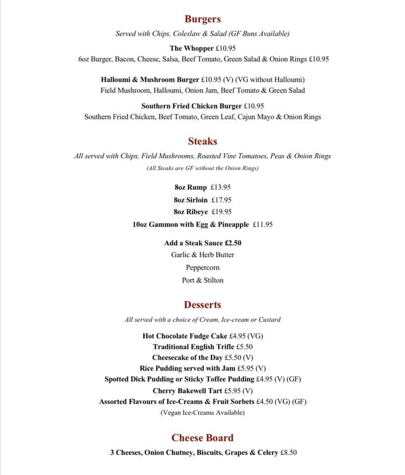 Menu at The Kings Arms pub & bar, Rochester