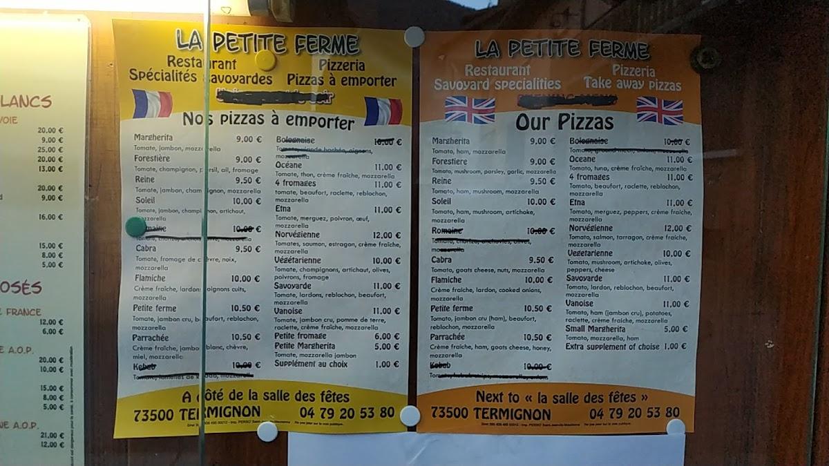 Menu au La Petite Ferme restaurant, Lanslebourg-Mont-Cenis