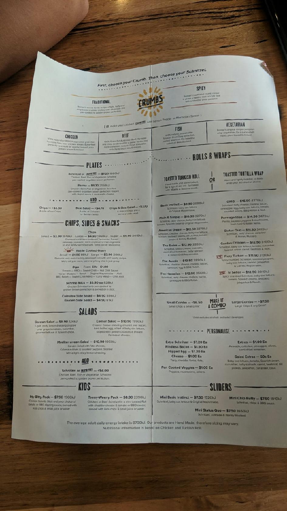 Menu at Schnitz Leopold Gateway Plaza restaurant, Leopold