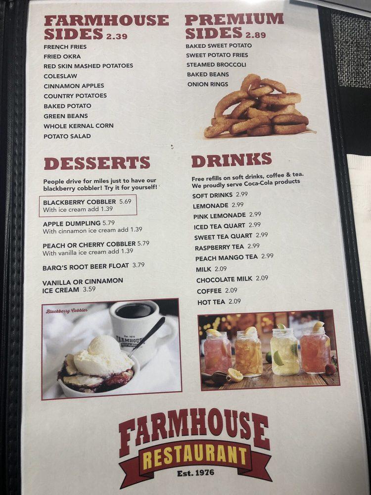 Menu at Farmhouse Restaurant, Branson