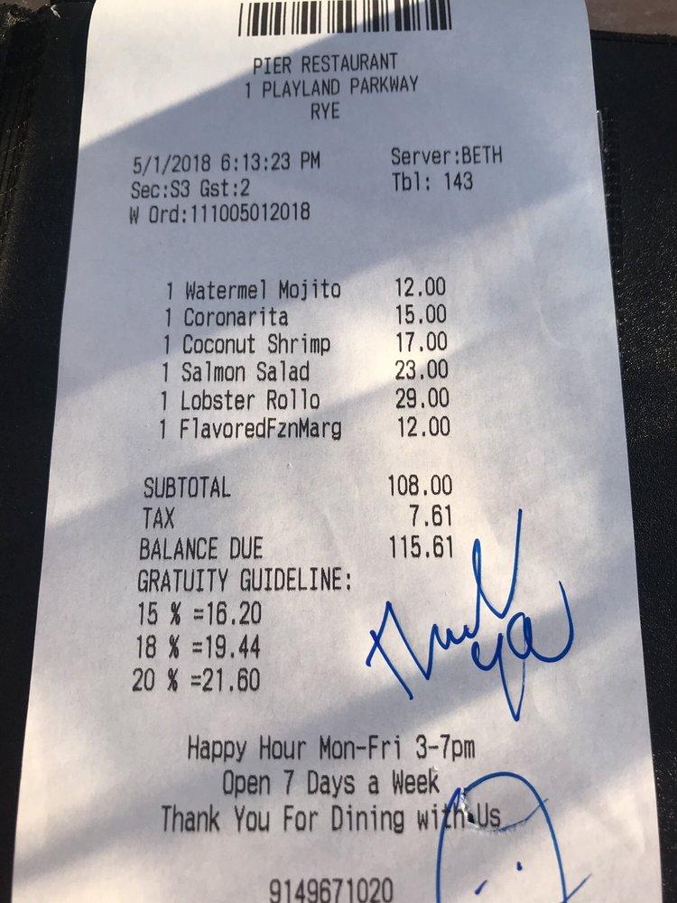 Menu at Pier Restaurant and Tiki Bar, Rye