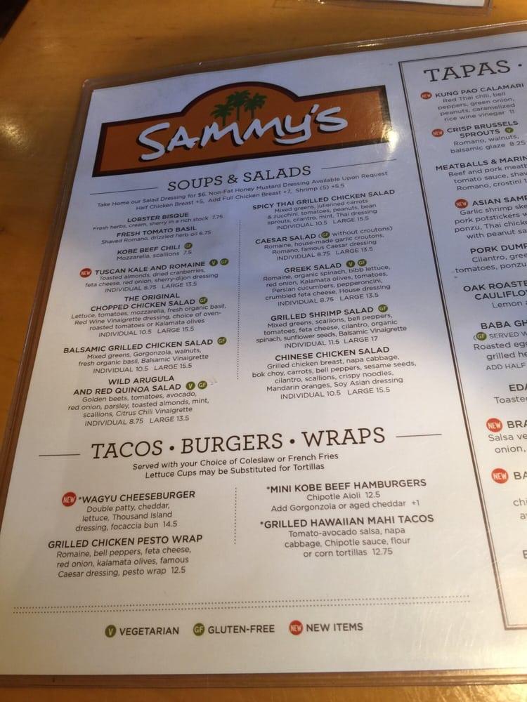 Menu at Sammy's Woodfired Pizza pizzeria, Las Vegas, W Sahara Ave