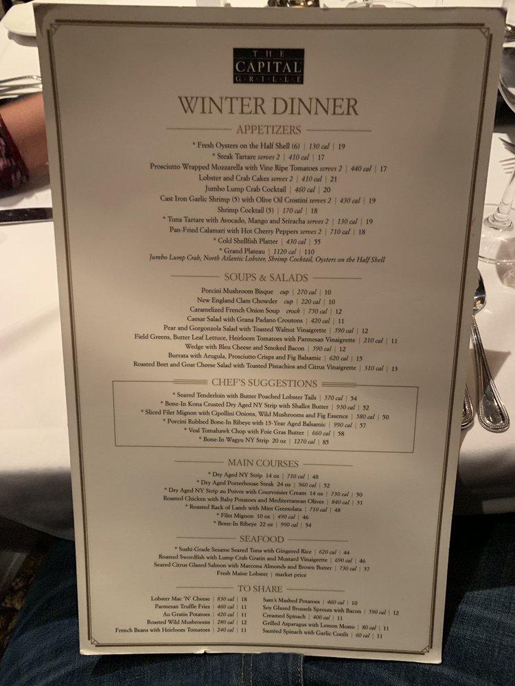 Menu at The Capital Grille pub & bar, Plano, Dallas Pkwy