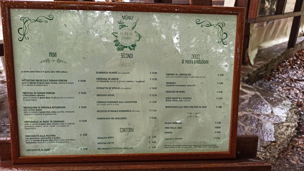 Menu da Trattoria Foresta Umbra ristorante, Italia