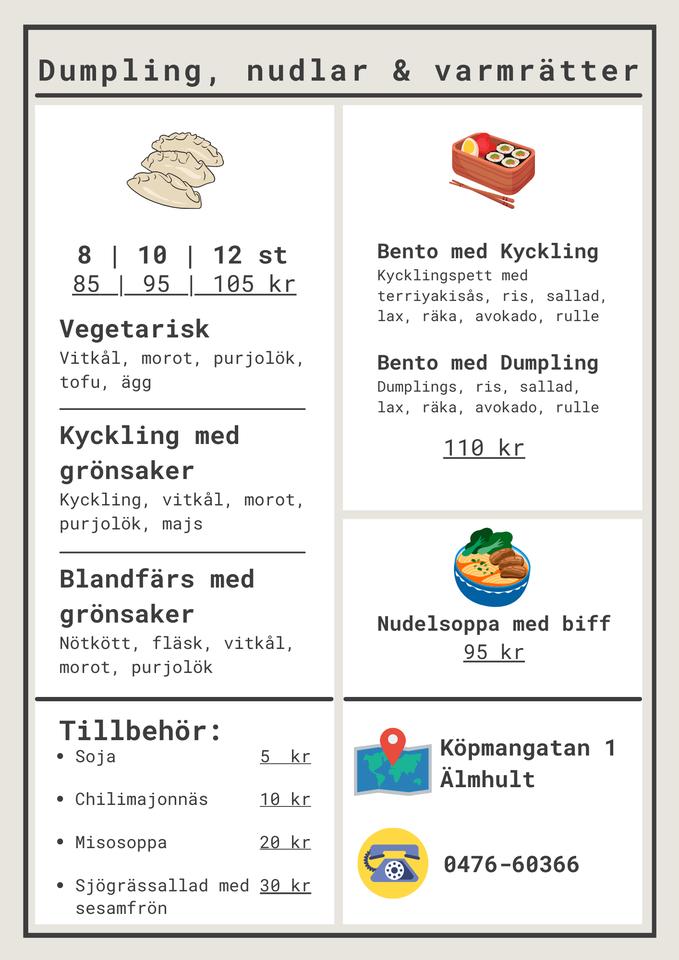 Menu at ÄH Happy Rice restaurant, Älmhult