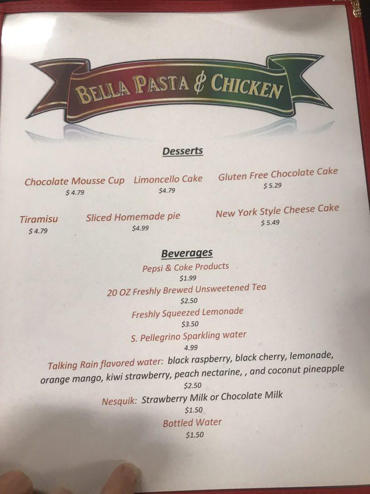 Menu at Bella Pasta & Seafood restaurant, Pueblo West