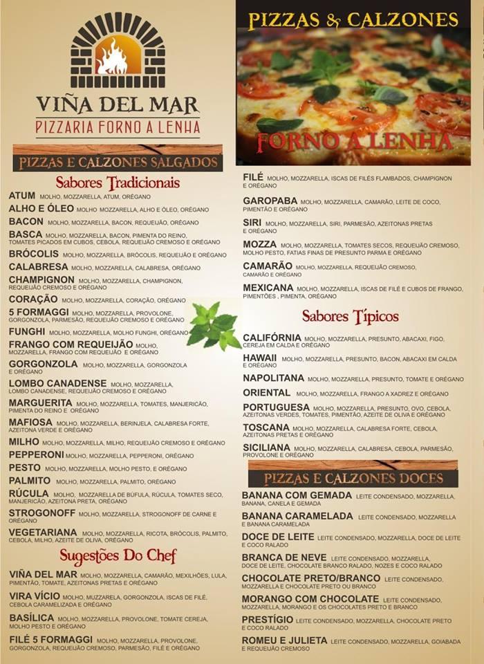Menu at Pizza Del Mar restaurant, Garopaba