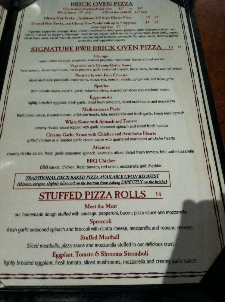 Menu at Red White and Brew pizzeria, Mesa