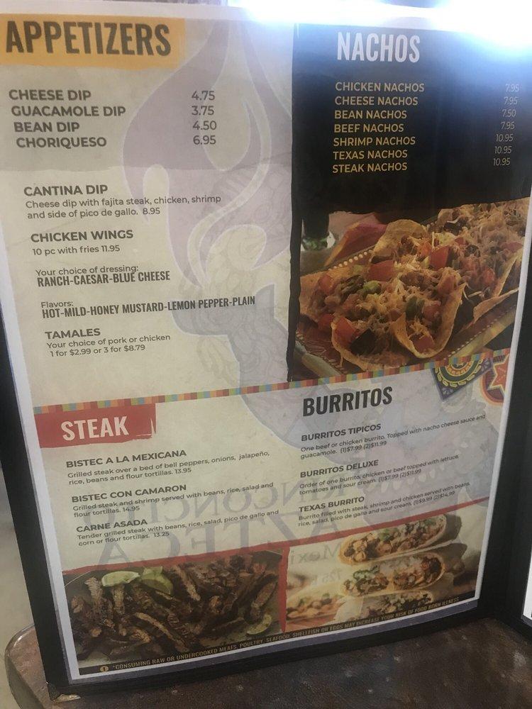 Menu at Rinconcito Azteca Bar & Grill, Fayetteville