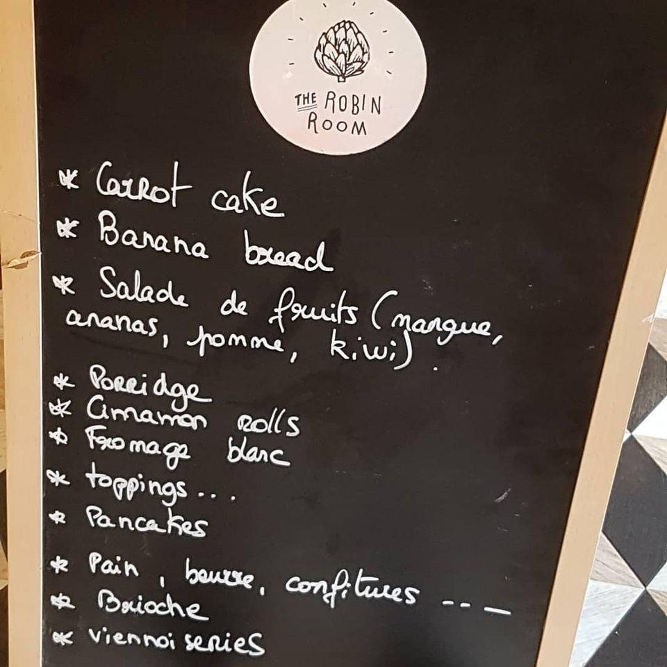 Menu at Robin Room restaurant, Amiens