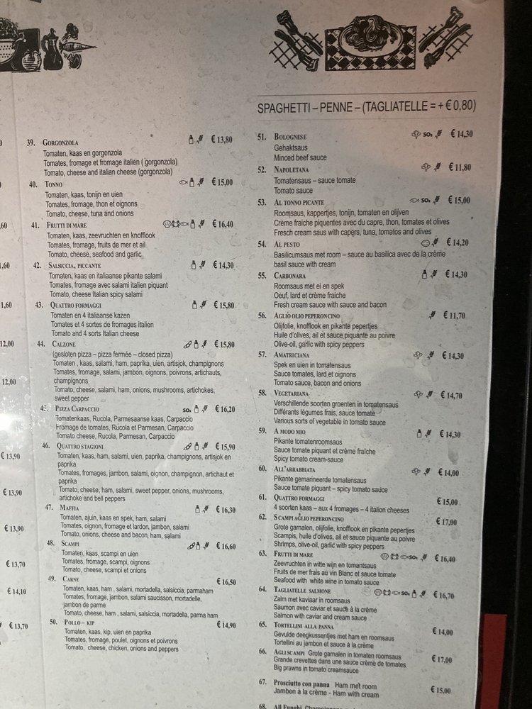 Menu at San Remo, Antwerp