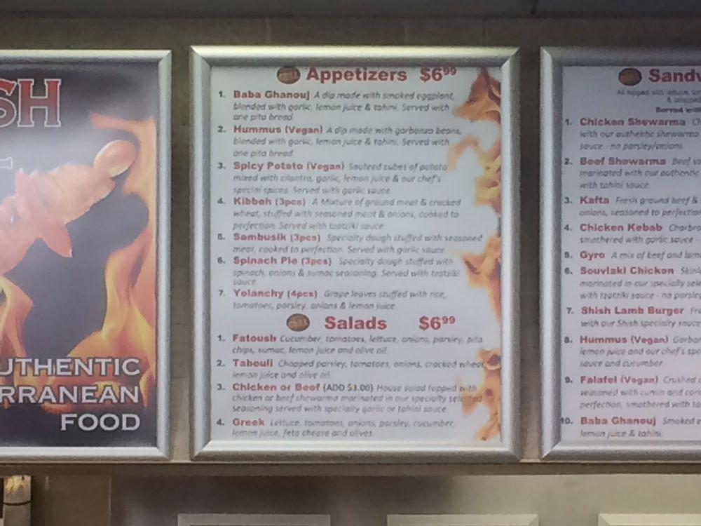 Menu at Shish Grill restaurant, San Ramon, Market Pl #A
