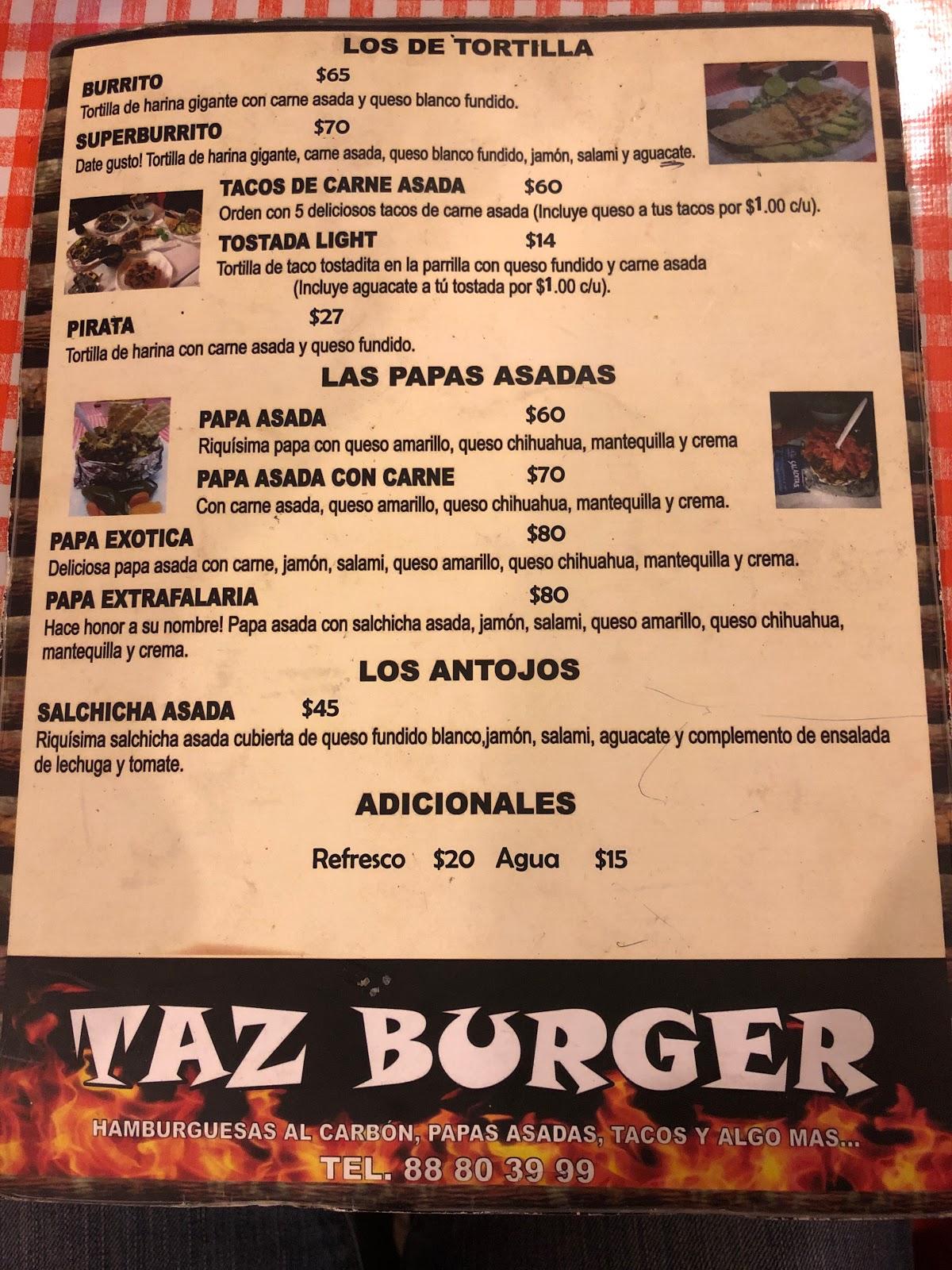 Carta del restaurante Taz burguer, Monterrey, 290 L 1