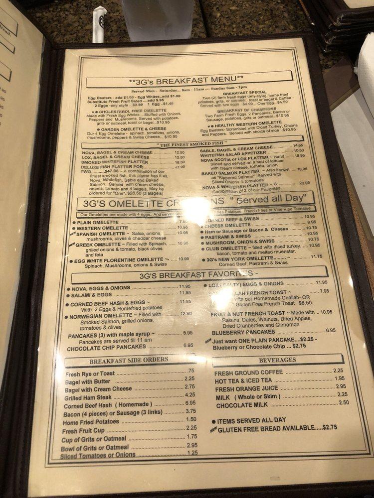 Menu at 3G's Gourmet Deli & Restaurant, Delray Beach
