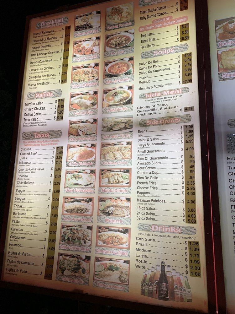 Menu at Burrito Bravo restaurant, Rockford