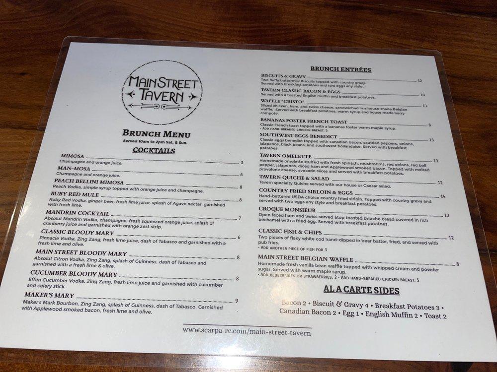 Menu at Main Street Tavern pub & bar, Broken Arrow, 200 S Main St