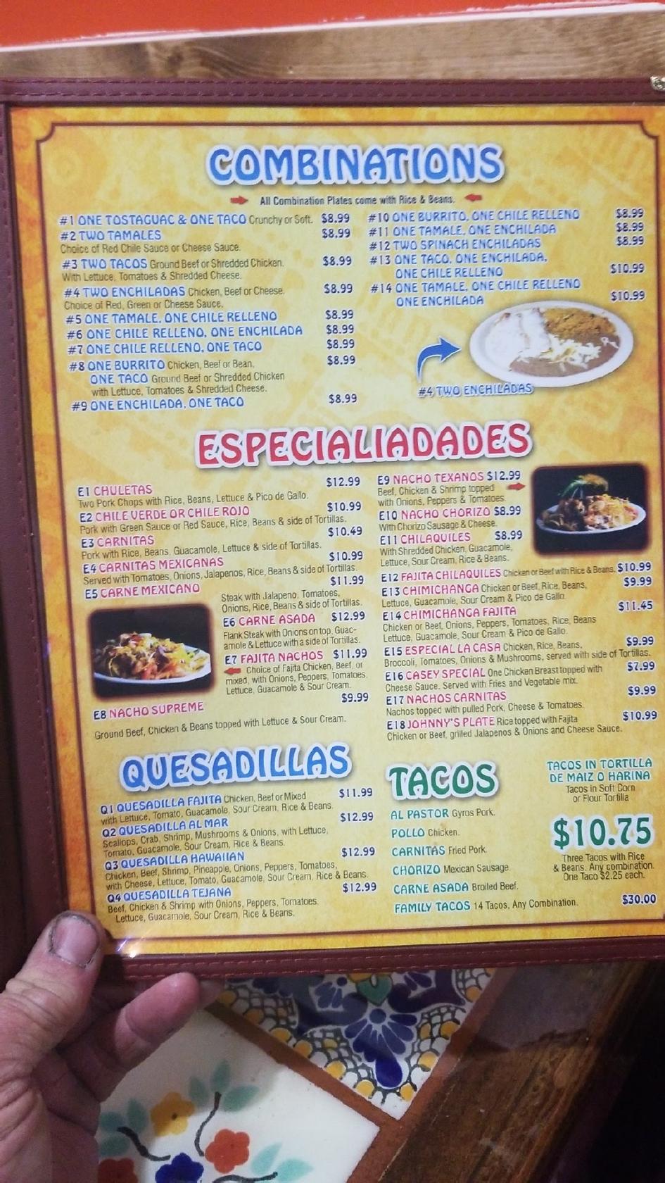Menu at Potrillos Mexican Restaurant, Ada