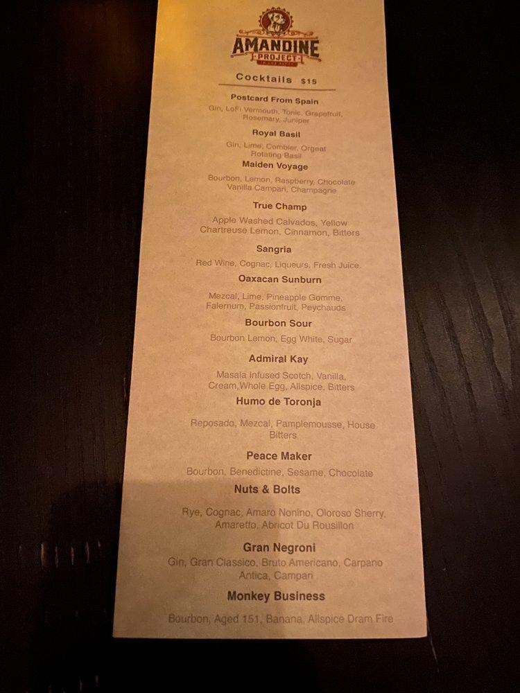 Menu at Amandine Lounge pub & bar, Los Altos