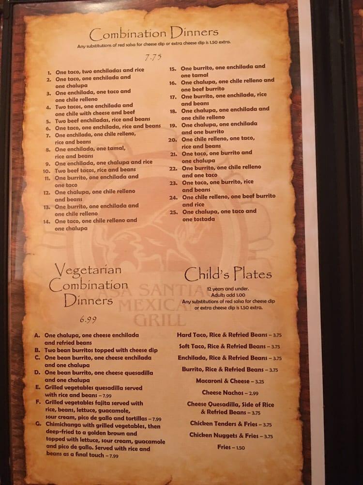 Menu at Casa Santiago Mexican Grill restaurant, Decatur