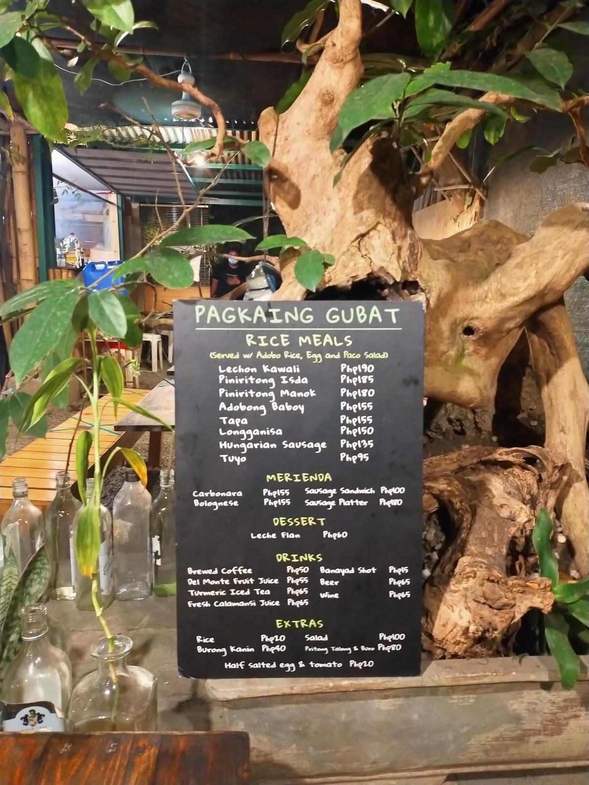 Menu at Gubat QC restaurant, Quezon City