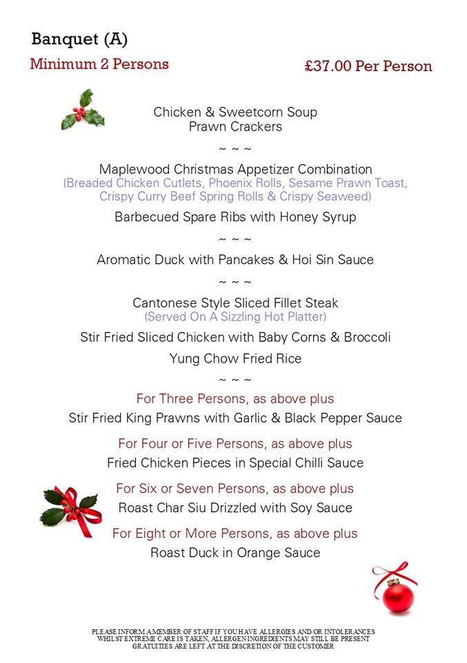 Menu at Maplewood Restaurant, Widnes, Warrington Rd