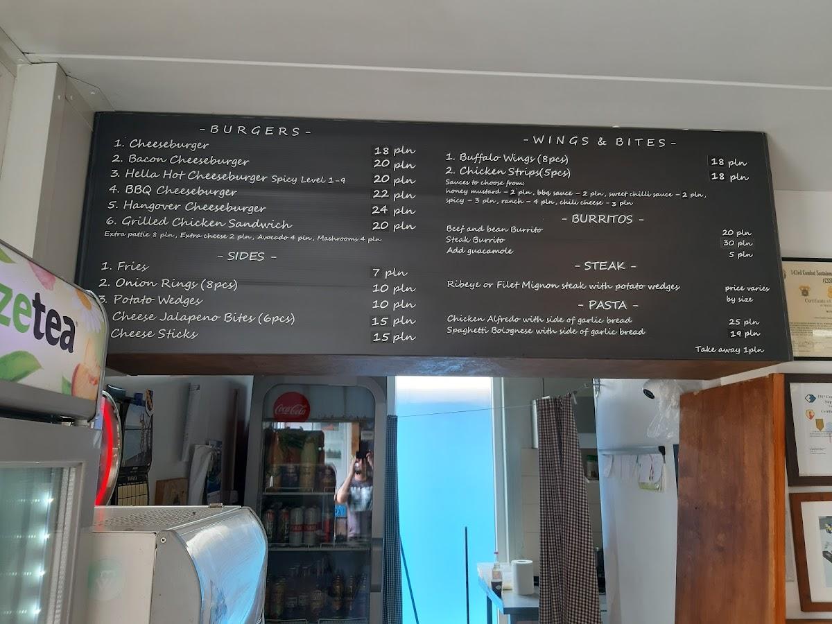 Menu at Red Box Truck steakhouse, Powidz