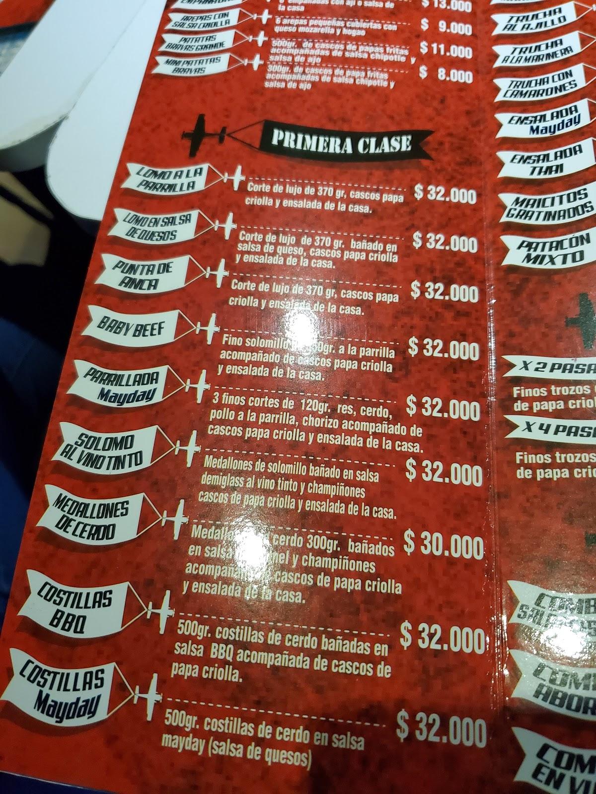 Menu at Restaurant Mayday, Manizales