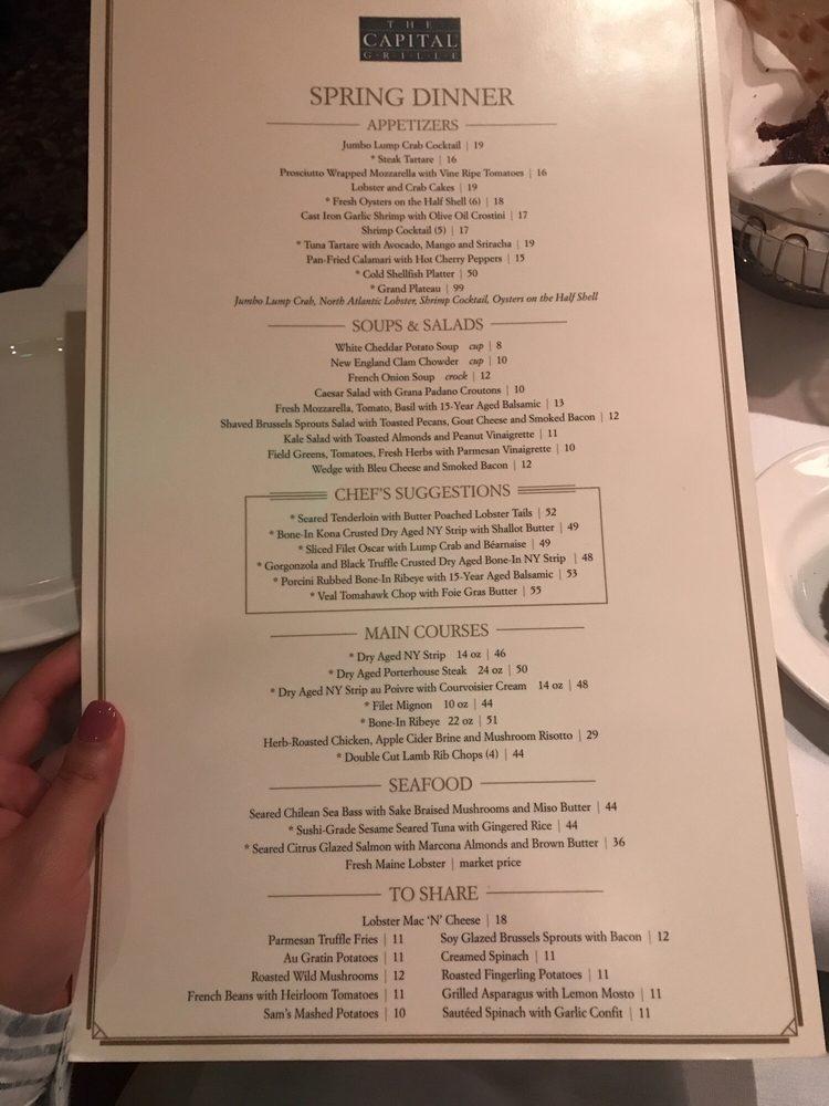 Menu at The Capital Grille pub & bar, Cincinnati