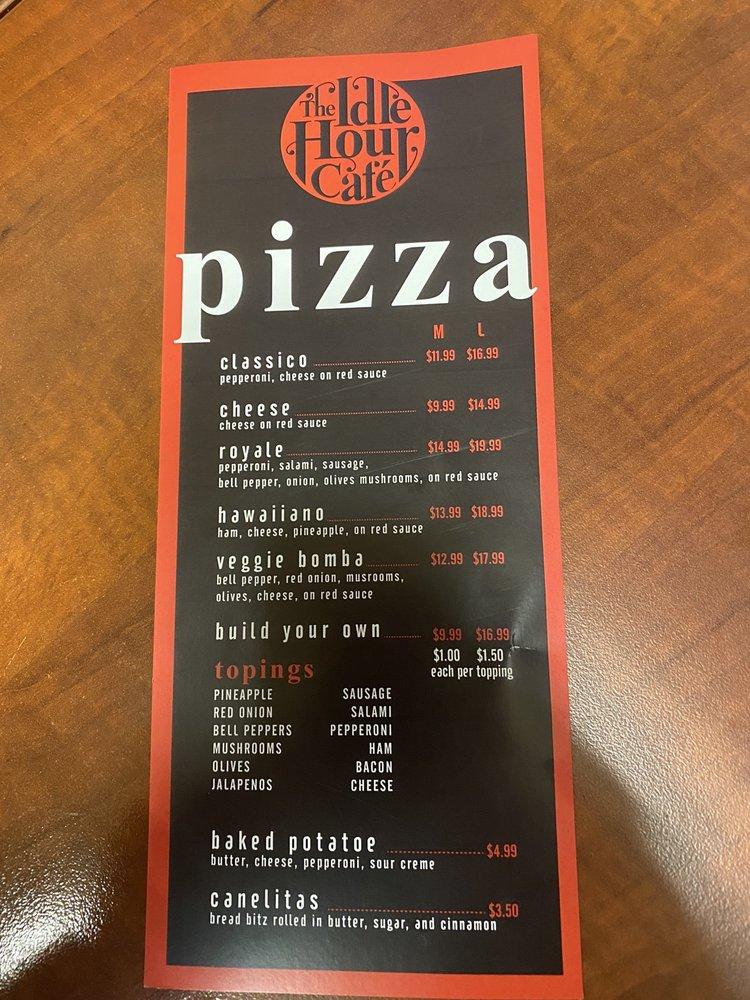 Menu at Idle Hour Cafe Pizza, Pajaro