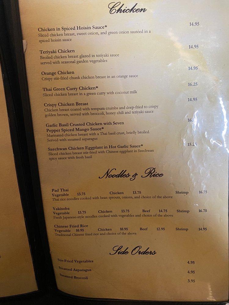 Menu at Wave Bistro restaurant, Omaha