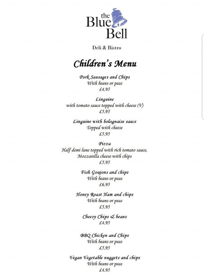 Menu at The Blue Bell Bistro pub & bar, New Quay