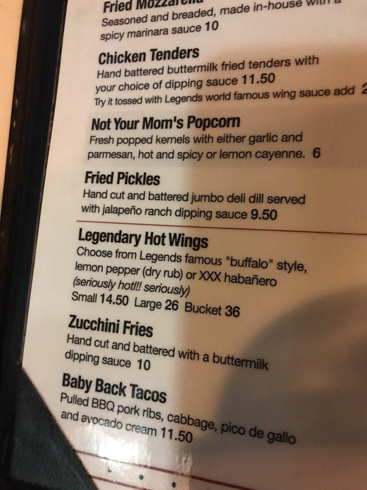 Menu at Legends Restaurant & Sports Bar, Long Beach, 2nd St