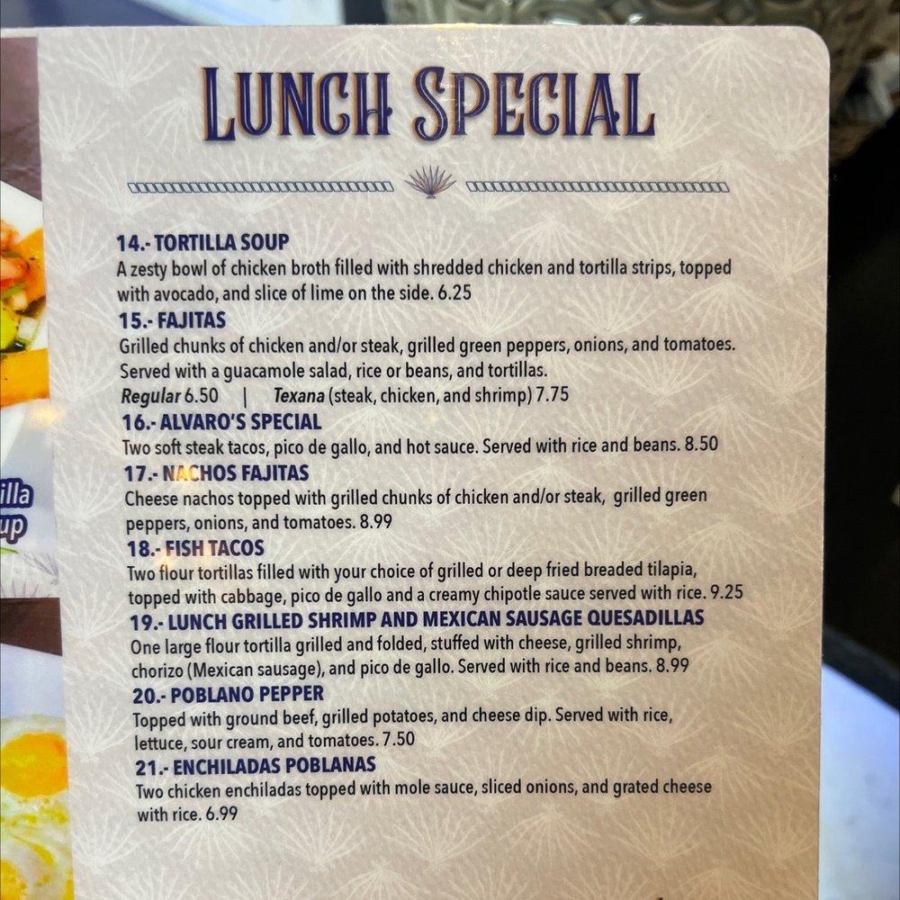 Menu at El Ranchero restaurant, Dublin, Alexander Rd