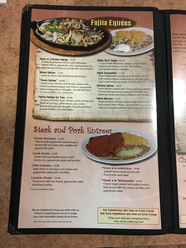 Menu at Fiesta Ranchera Mexican Restaurant, Adrian