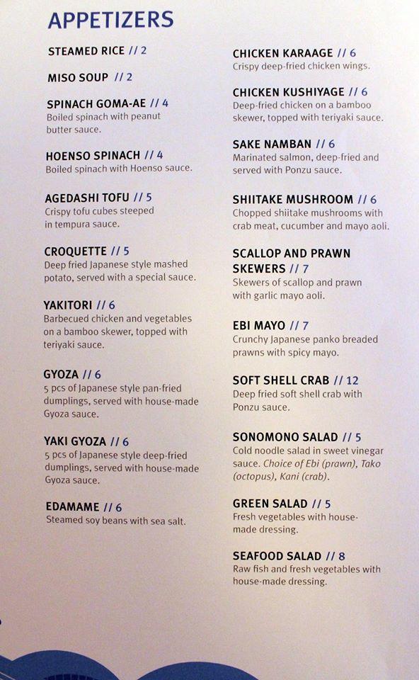 Menu au Minato Japanese Restaurant, Powell River, Joyce ave