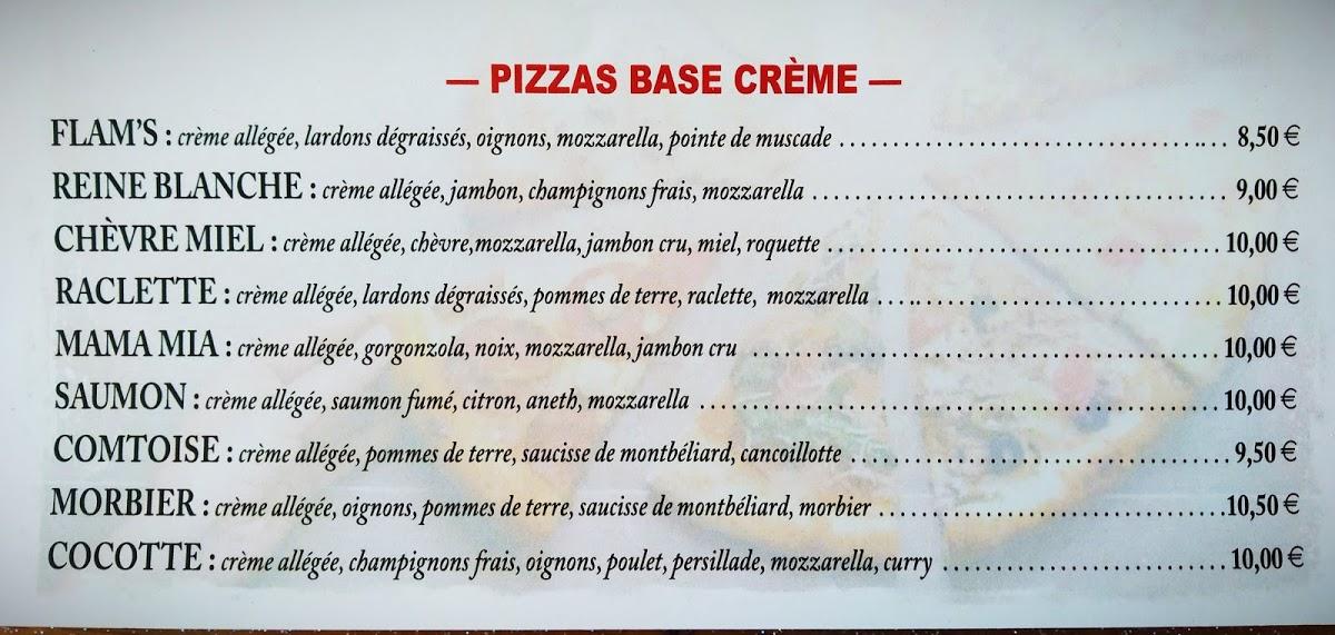 Menu at Piz'Zaza pizzeria, Héricourt