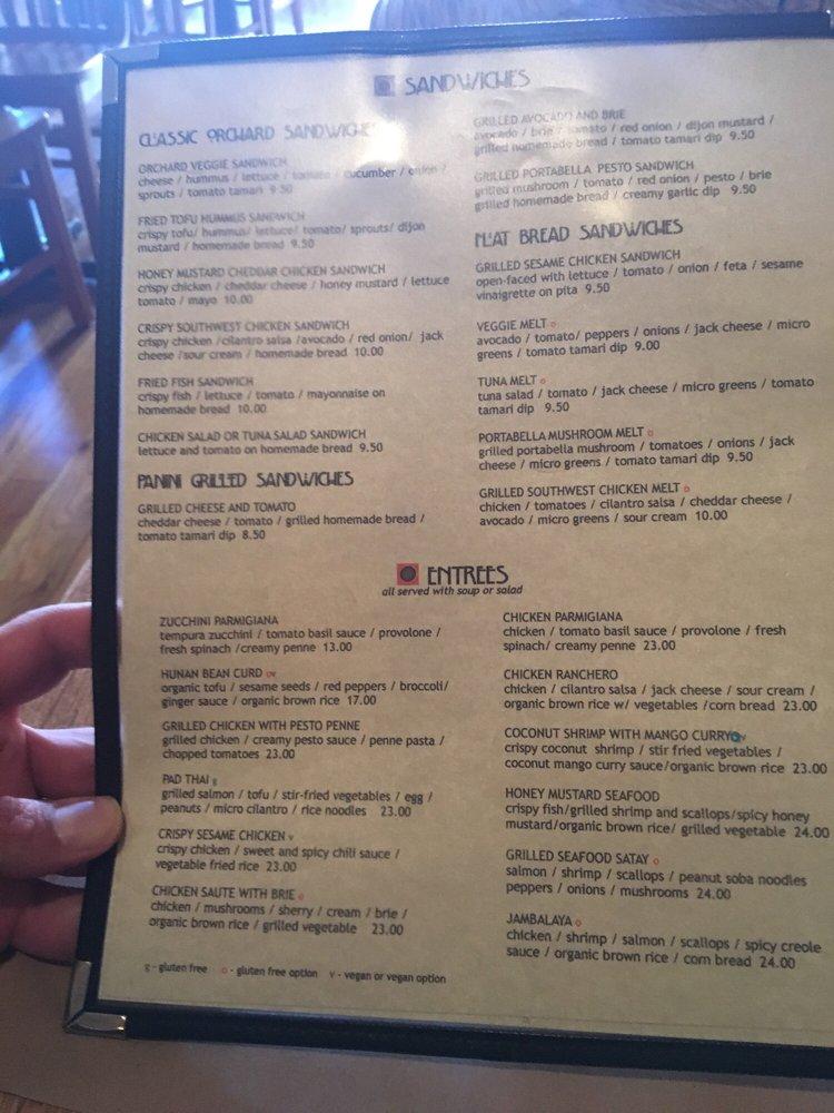 Menu at Orchard Restaurant, Frederick