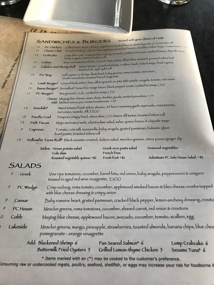 Menu at Port City Club, Cornelius, Harborside Dr