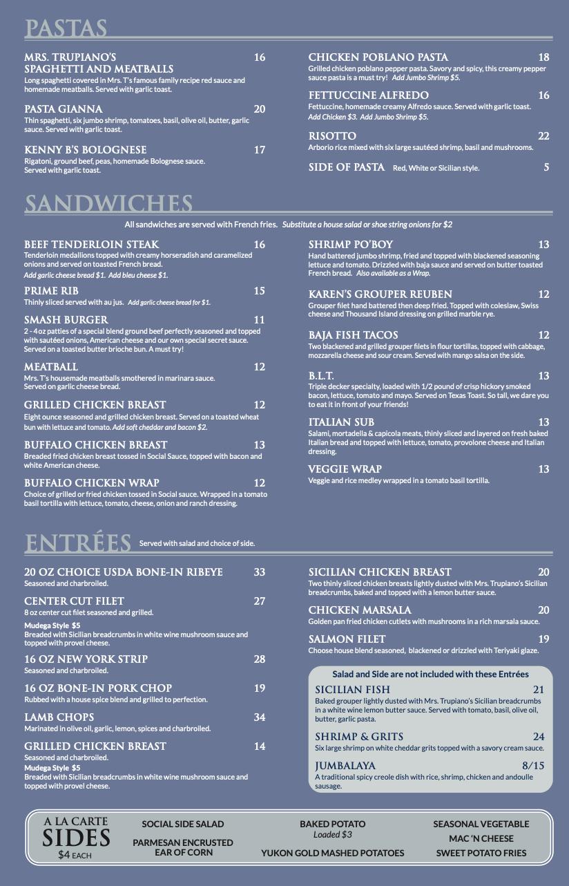Menu at Social Bar & Grill Soulard, St. Louis