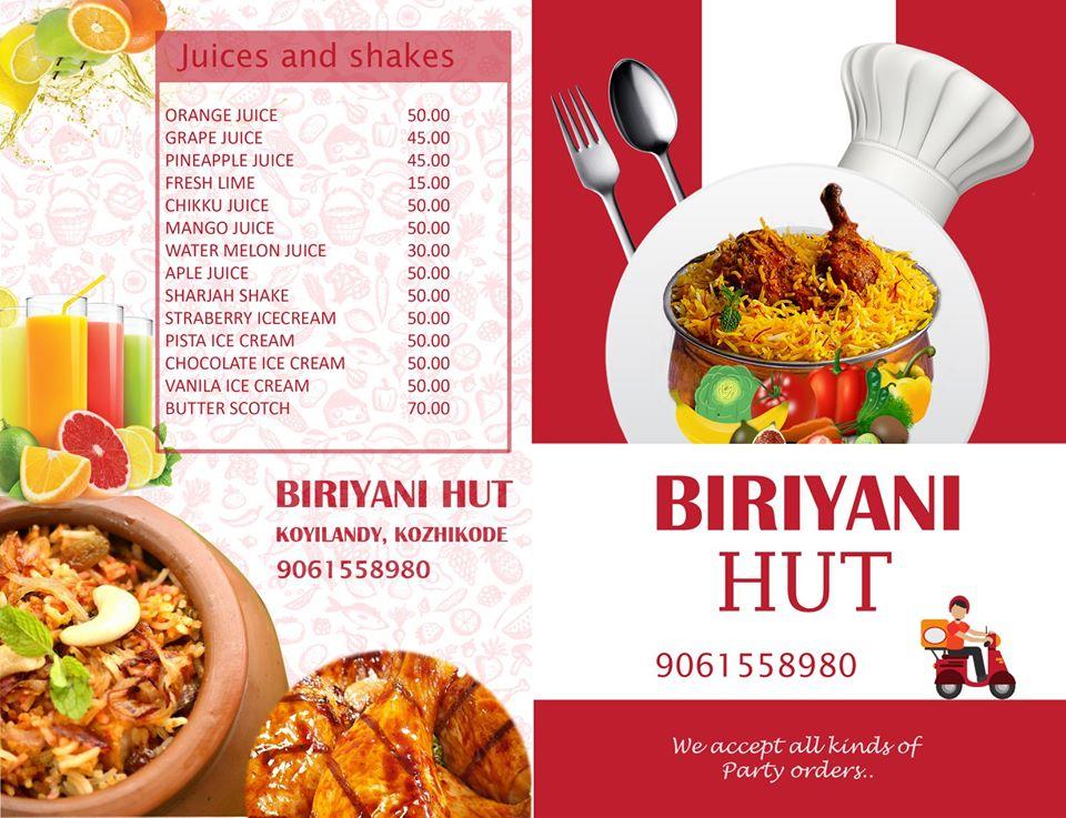 Menu at Biriyani Hut, Koyilandy