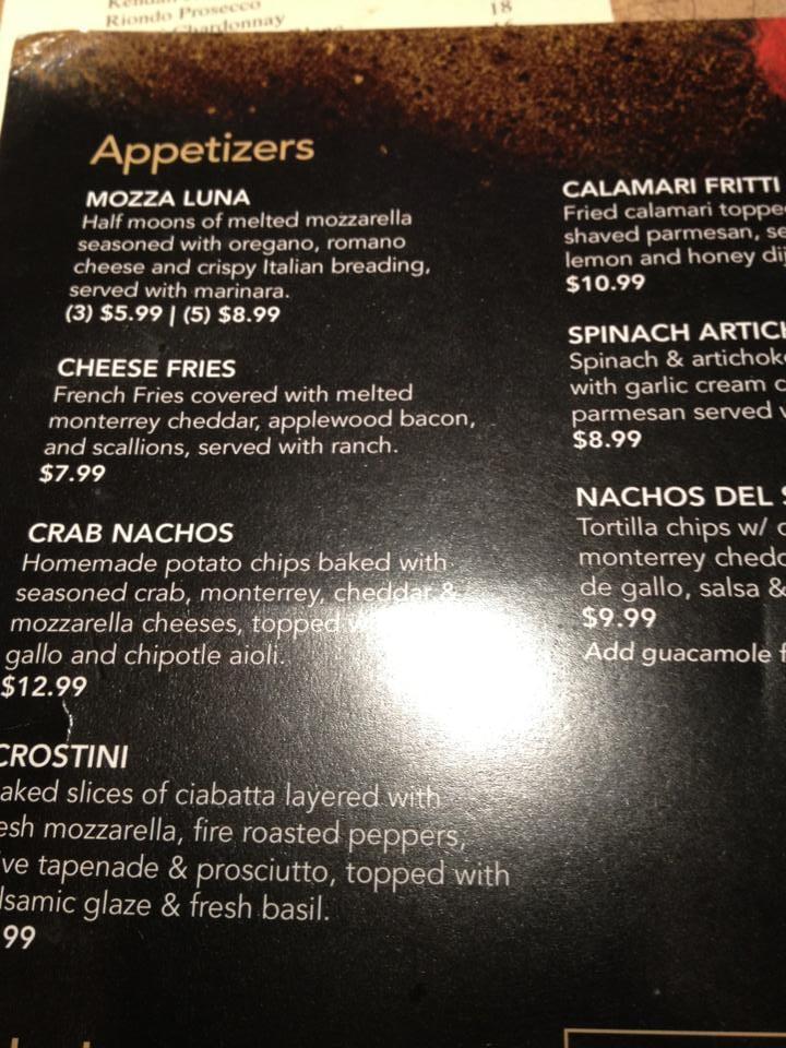 Menu at Cafe Del Sol, Hagerstown