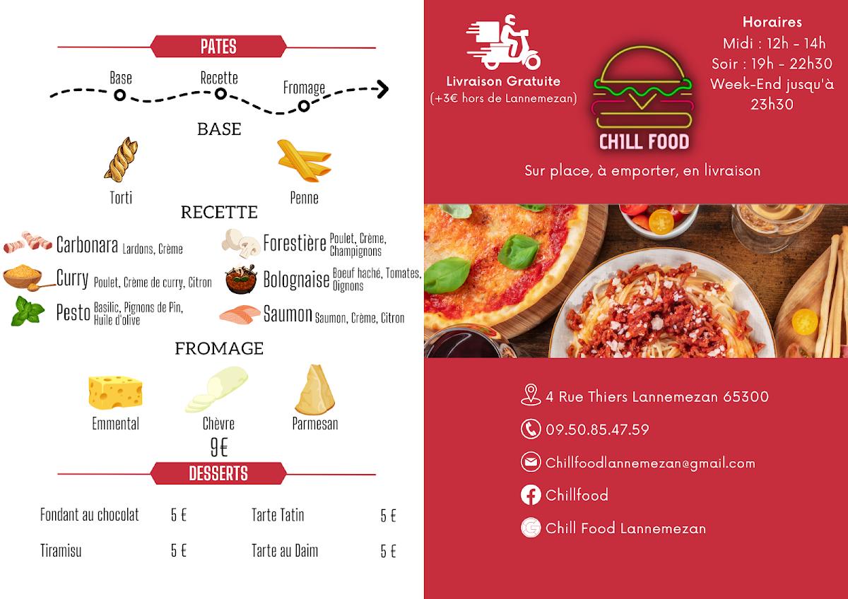 Menu au Chill Food restaurant, Lannemezan