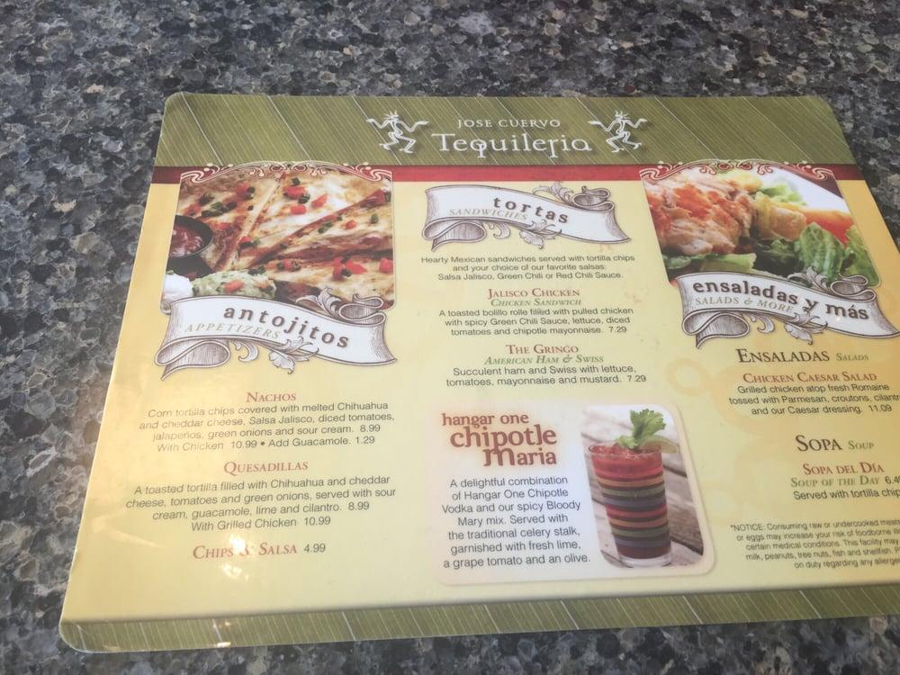 Menu at José Cuervo TequilerÍa restaurant, Fort Myers