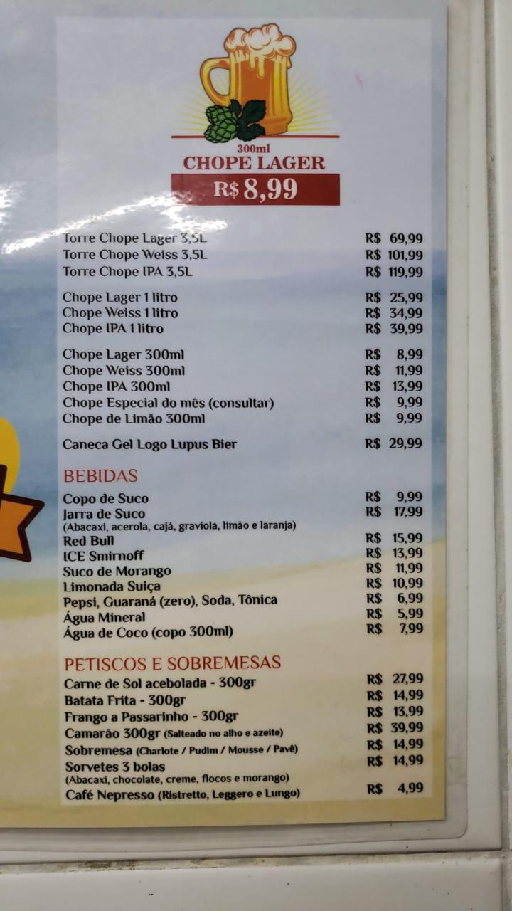 Menu em Lupus Bier restaurante, Fortaleza